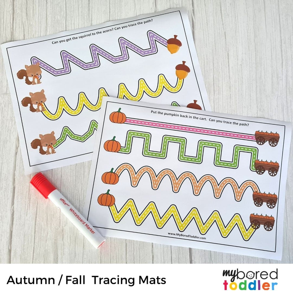 Autumn / Fall Tracing Mats – My Bored Toddler