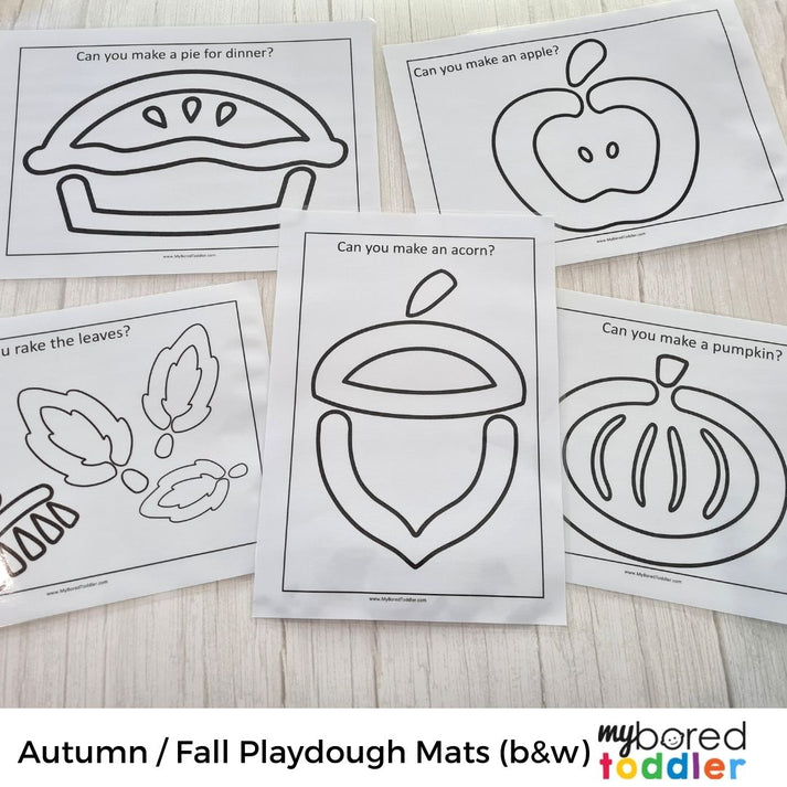 Autumn / Fall Playdough Mats Color & Black & White – My Bored Toddler