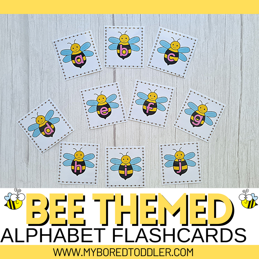 BEE themed alphabet flashcards Lowercase & Uppercase – My Bored Toddler