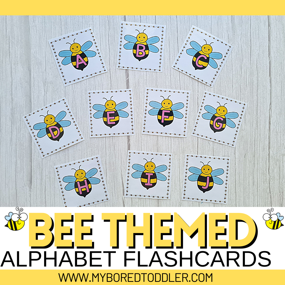 BEE themed alphabet flashcards Lowercase & Uppercase – My Bored Toddler