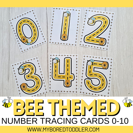 Bee Number Tracing Cards 0-10 – My Bored Toddler