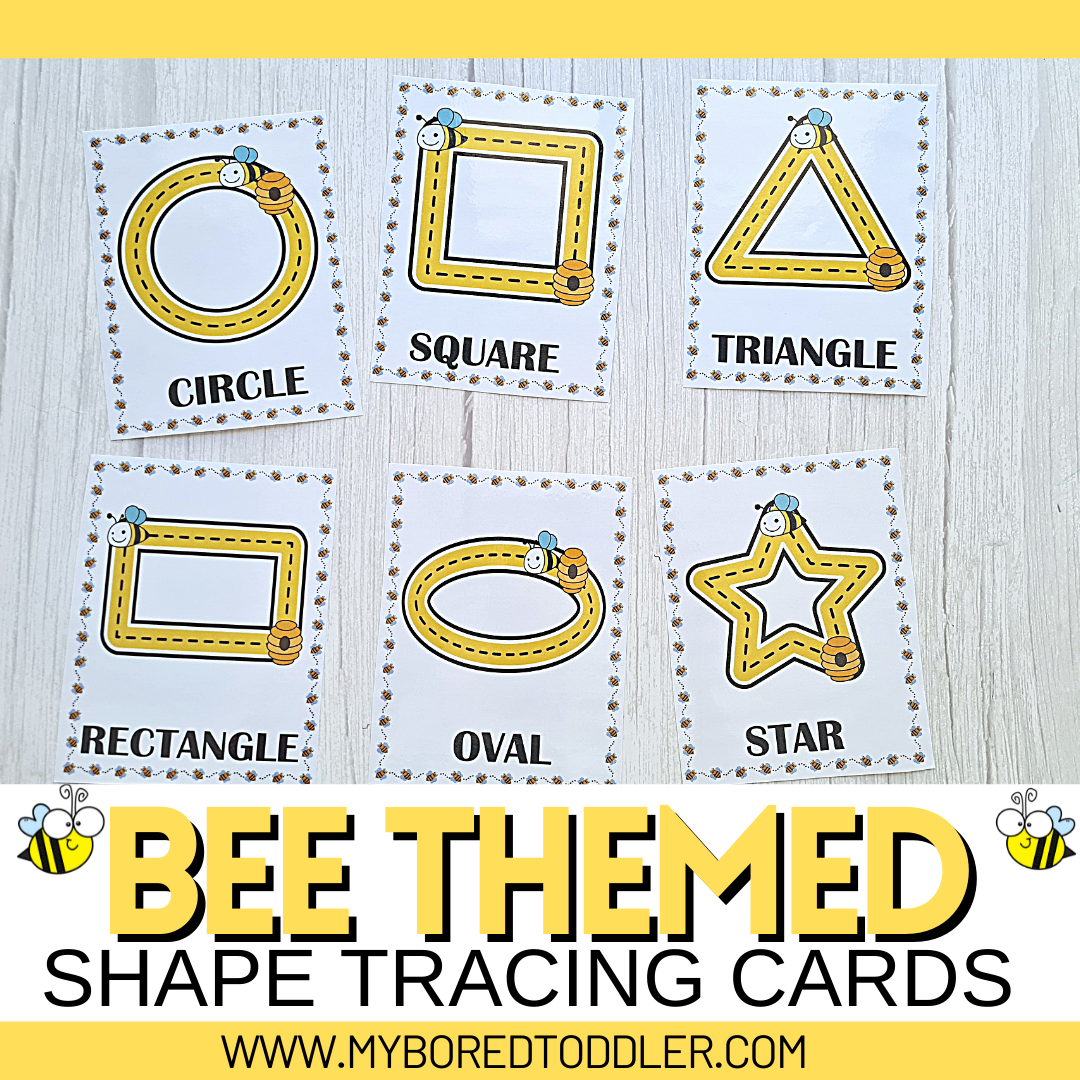 Bee Shape Tracing Cards – My Bored Toddler