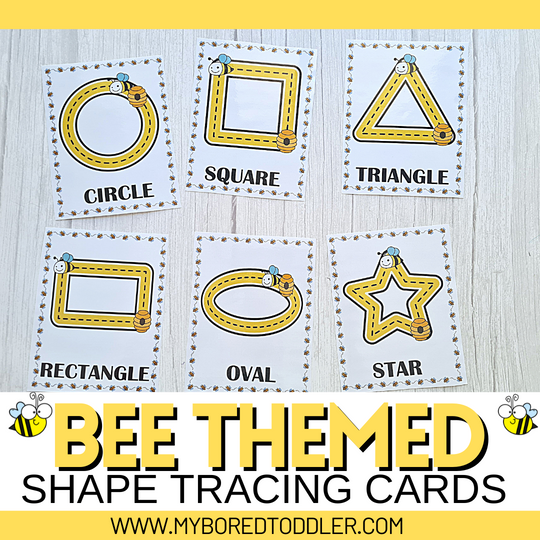 Bee Shape Tracing Cards – My Bored Toddler
