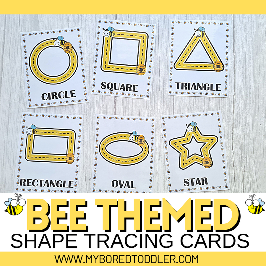 Bee Shape Tracing Cards – My Bored Toddler