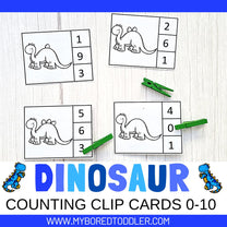 Dinosaur Counting Clip Cards Color & B&W 0-10 – My Bored Toddler