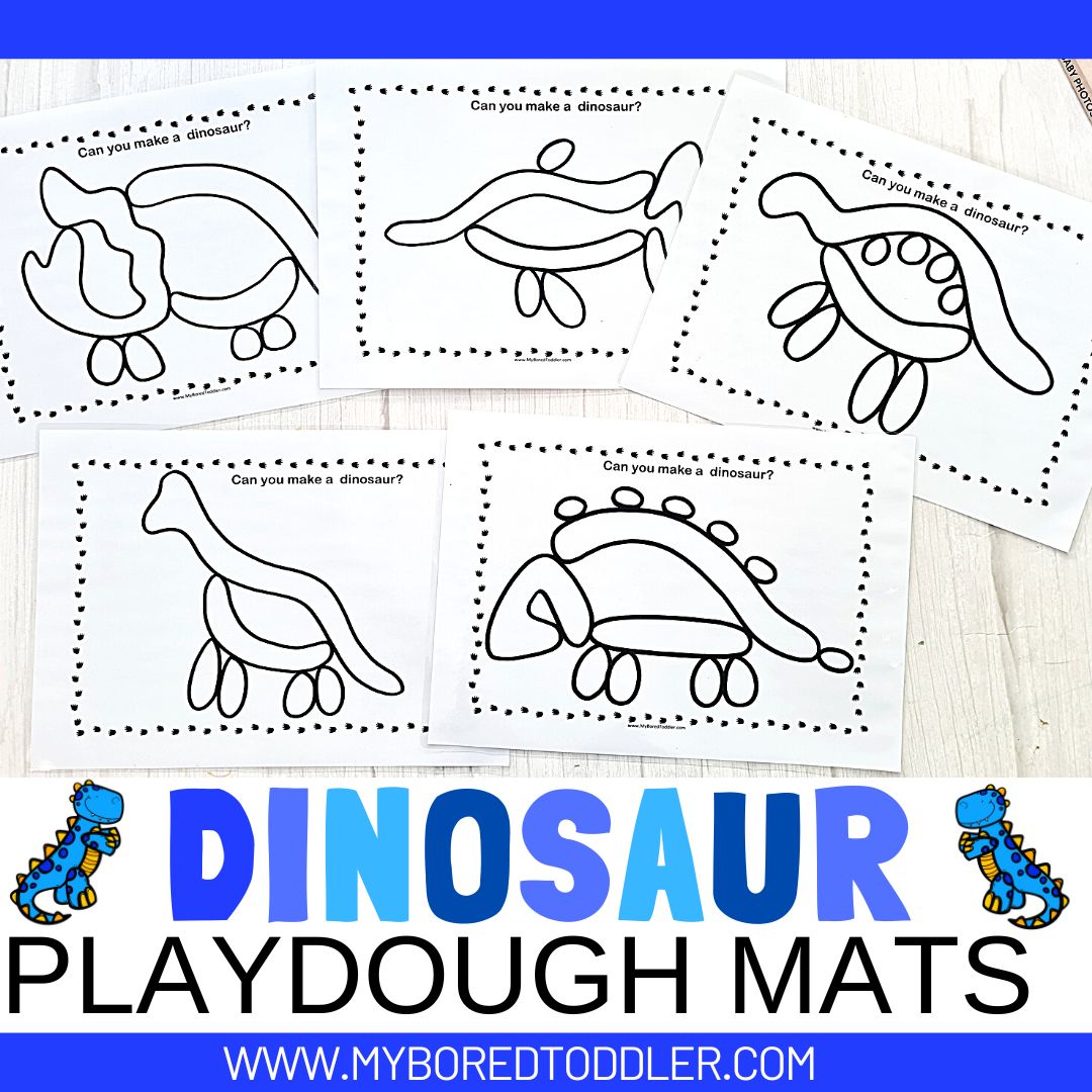 Dinosaur Playdough Mats Color & Black and White – My Bored Toddler