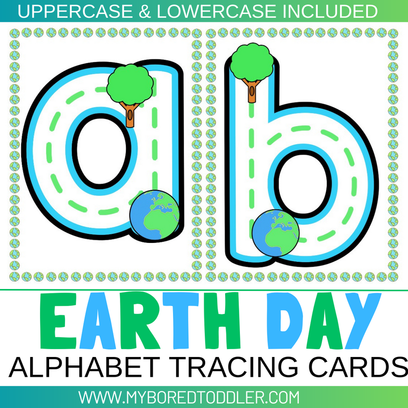 Earth Day Alphabet Tracing Cards - Uppercase & Lowercase – My Bored Toddler