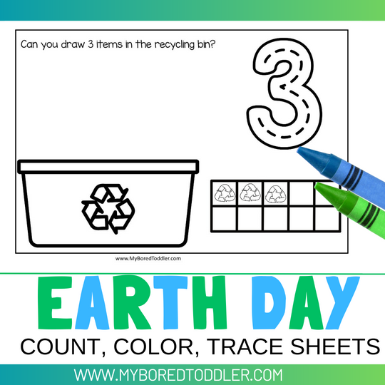 Earth Day , Count, Color, Trace & Draw Sheets – My Bored Toddler