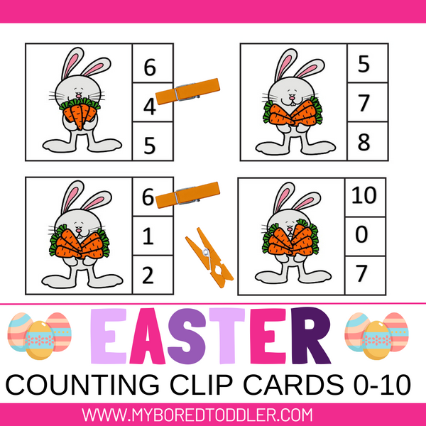 Easter Bunny Counting Clip Cards (zero to ten) – My Bored Toddler