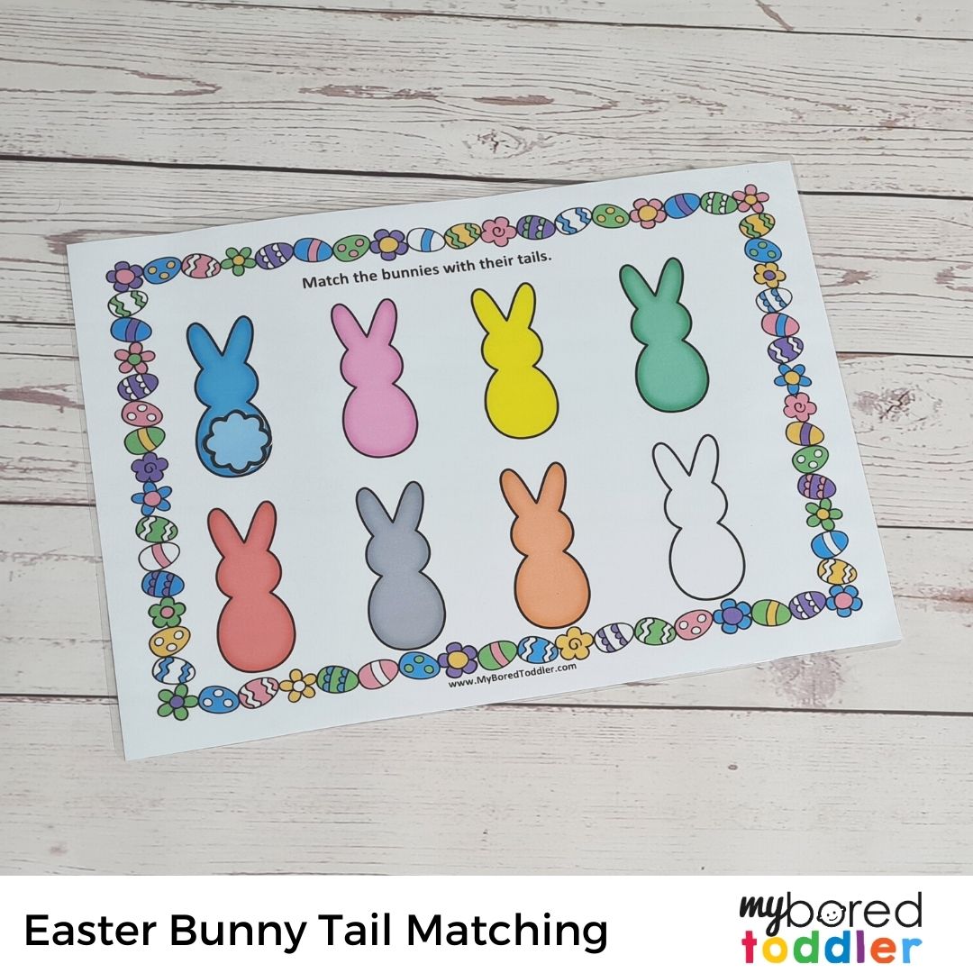 Easter Bunny Tail Matching (colors) – My Bored Toddler