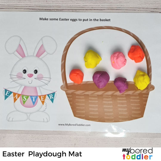 Easter Playdough Mat (fill the basket) FREE – My Bored Toddler