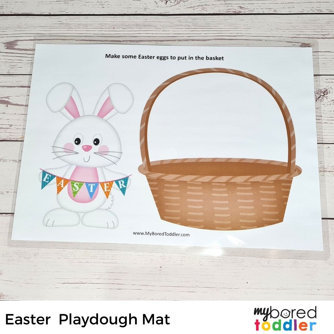 Easter Playdough Mat (fill the basket) FREE – My Bored Toddler