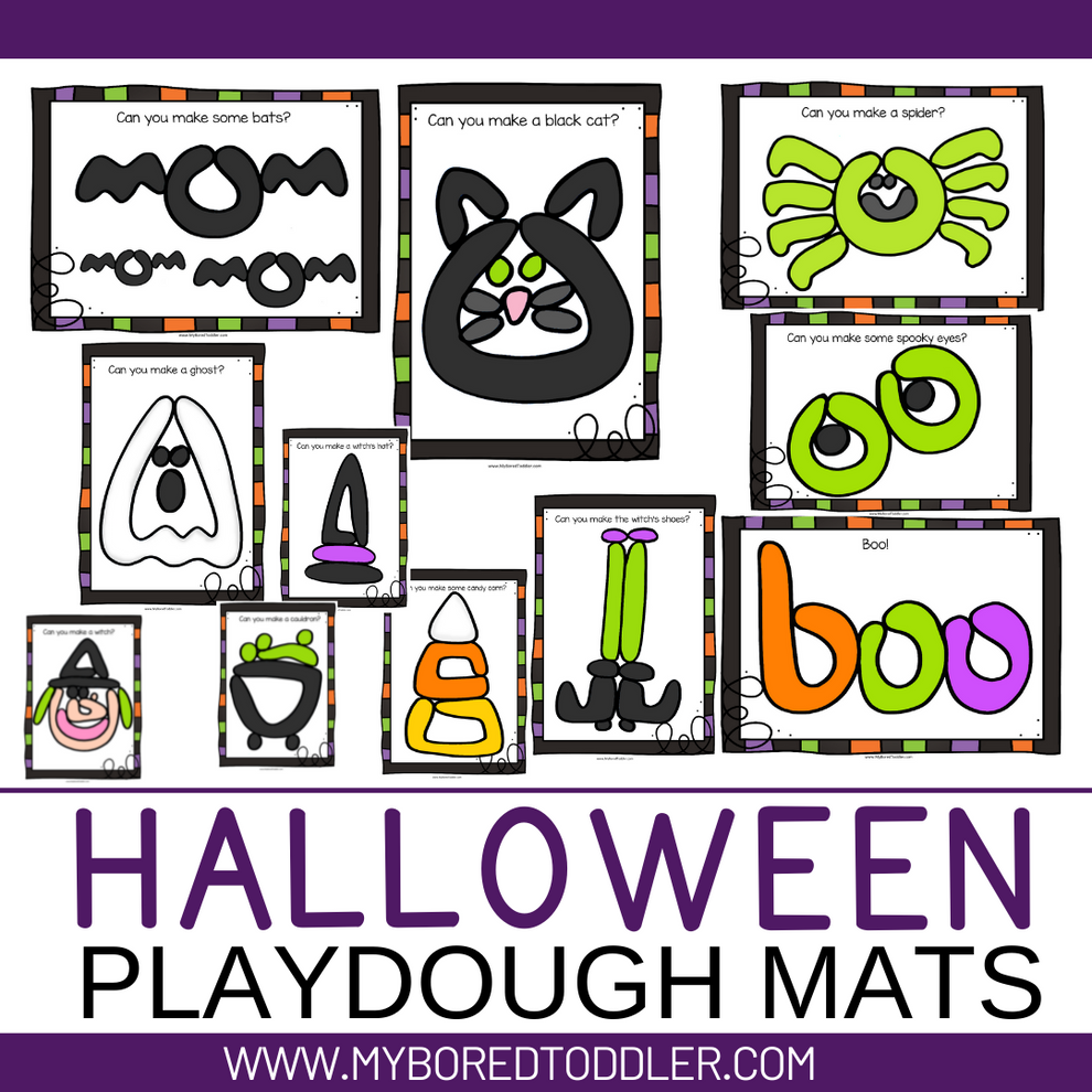Halloween Playdough Mats – My Bored Toddler