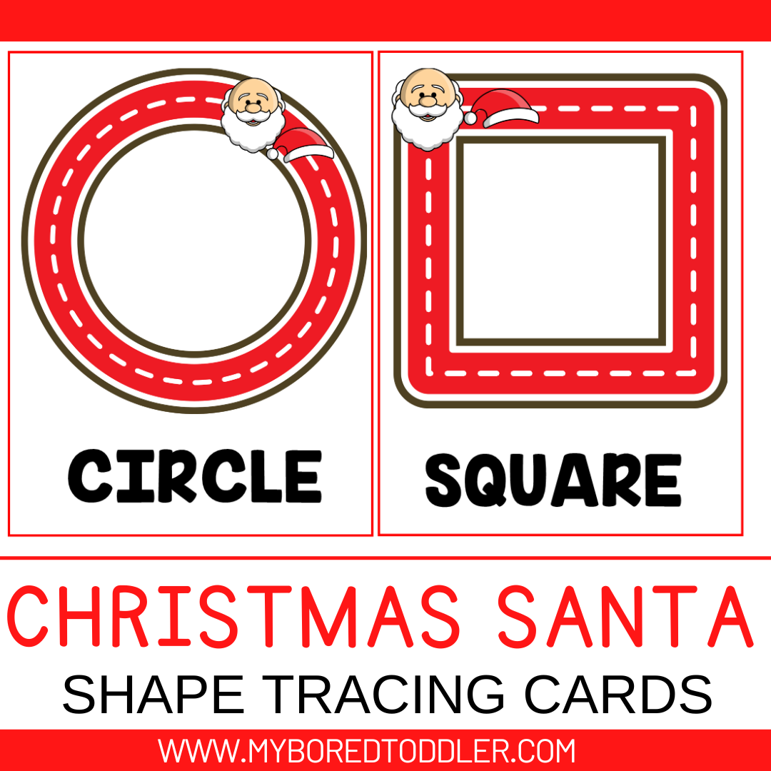 SANTA Christmas Shape Tracing Cards – My Bored Toddler
