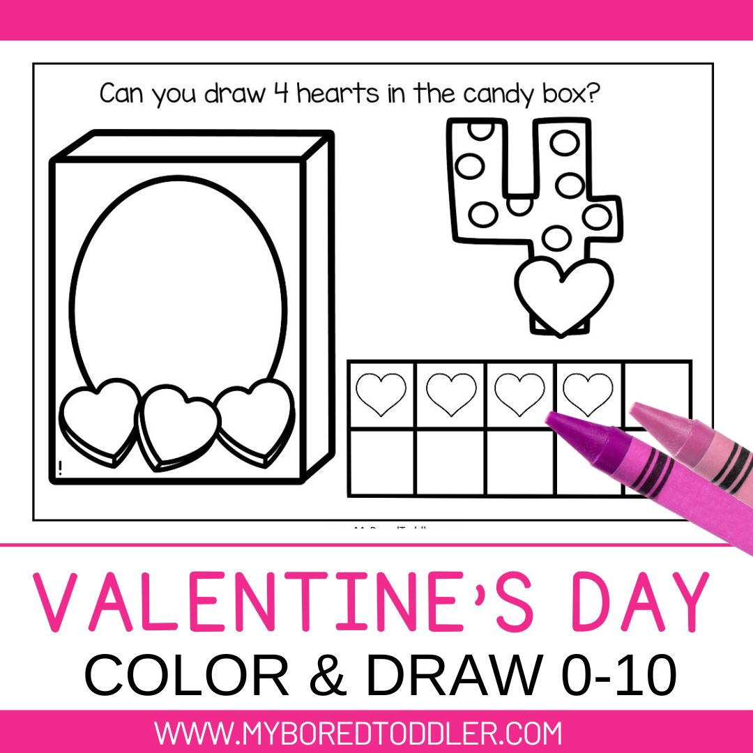 Valentine's Day Color & Draw 0-10 – My Bored Toddler