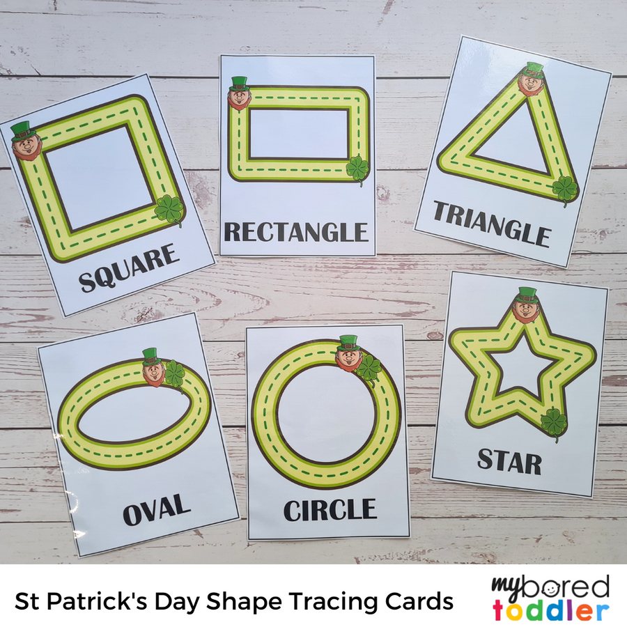 St Patrick's Day Shape Tracing Cards – My Bored Toddler