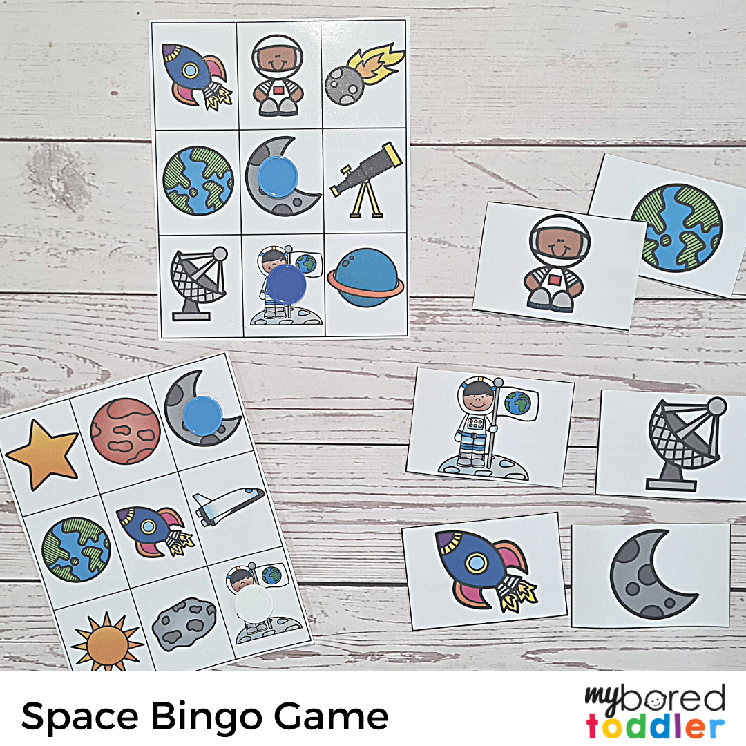 Space Bingo Game – My Bored Toddler