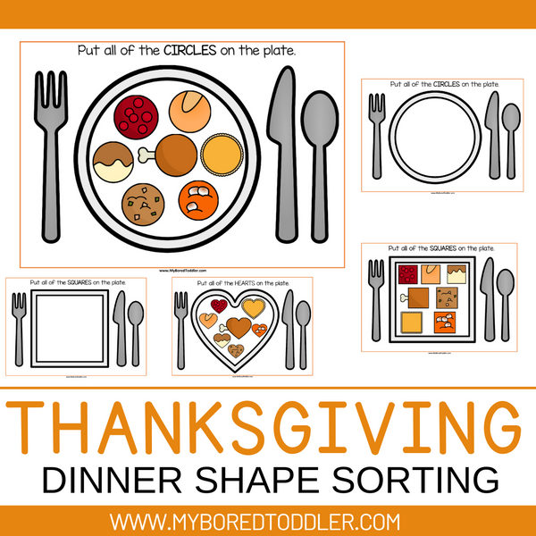 Thanksgiving Dinner Shape Sorting Activity – My Bored Toddler