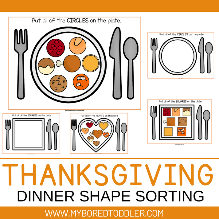 Thanksgiving Dinner Shape Sorting Activity – My Bored Toddler