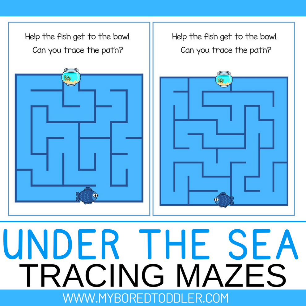 Under the Sea / Ocean Tracing Mazes – My Bored Toddler