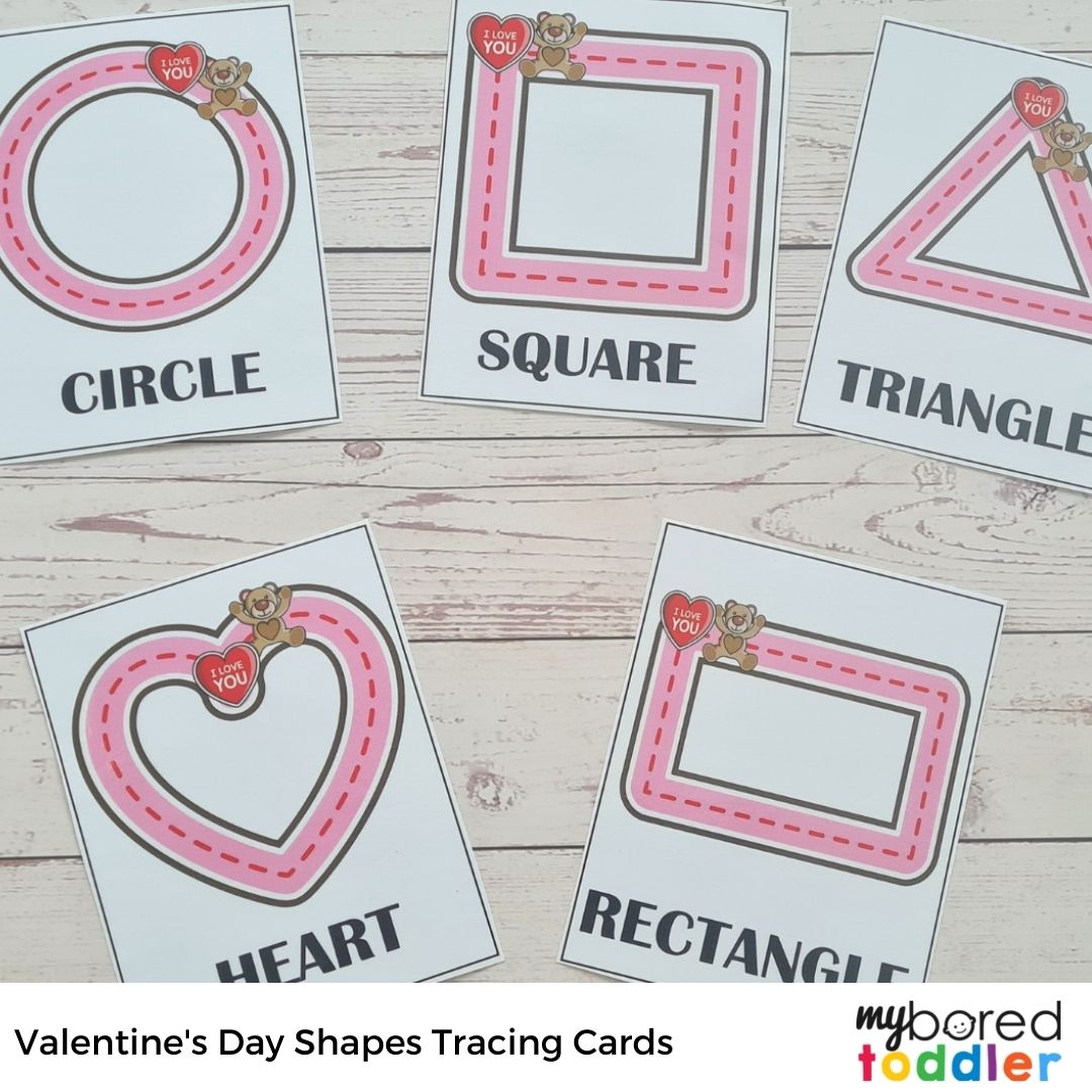 Valentine's Day Shape Tracing Cards – My Bored Toddler