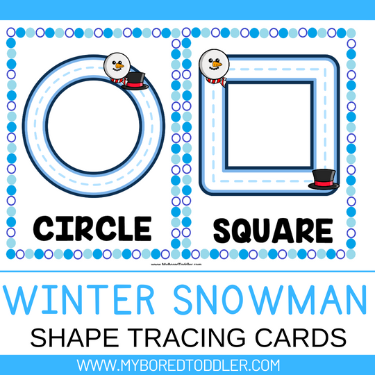 Winter Snowman Shape Tracing Cards – My Bored Toddler