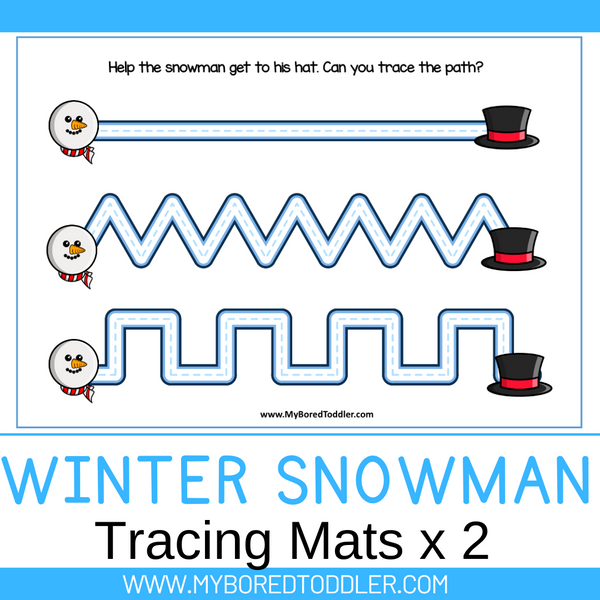 Winter Snowman Tracing Mats – My Bored Toddler