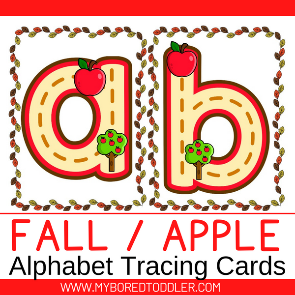 Autumn / Fall Apple Alphabet Tracing Cards (lowercase) – My Bored Toddler