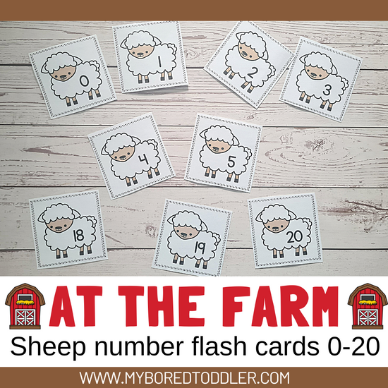 FARM sheep Number Flashcards 0-20 – My Bored Toddler