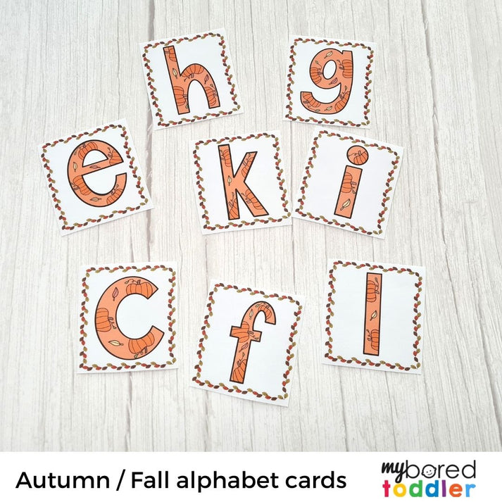 Autumn / Fall Alphabet Flashcards - Uppercase & Lowercase – My Bored ...