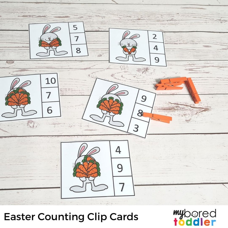 Easter Bunny Counting Clip Cards (zero to ten) – My Bored Toddler