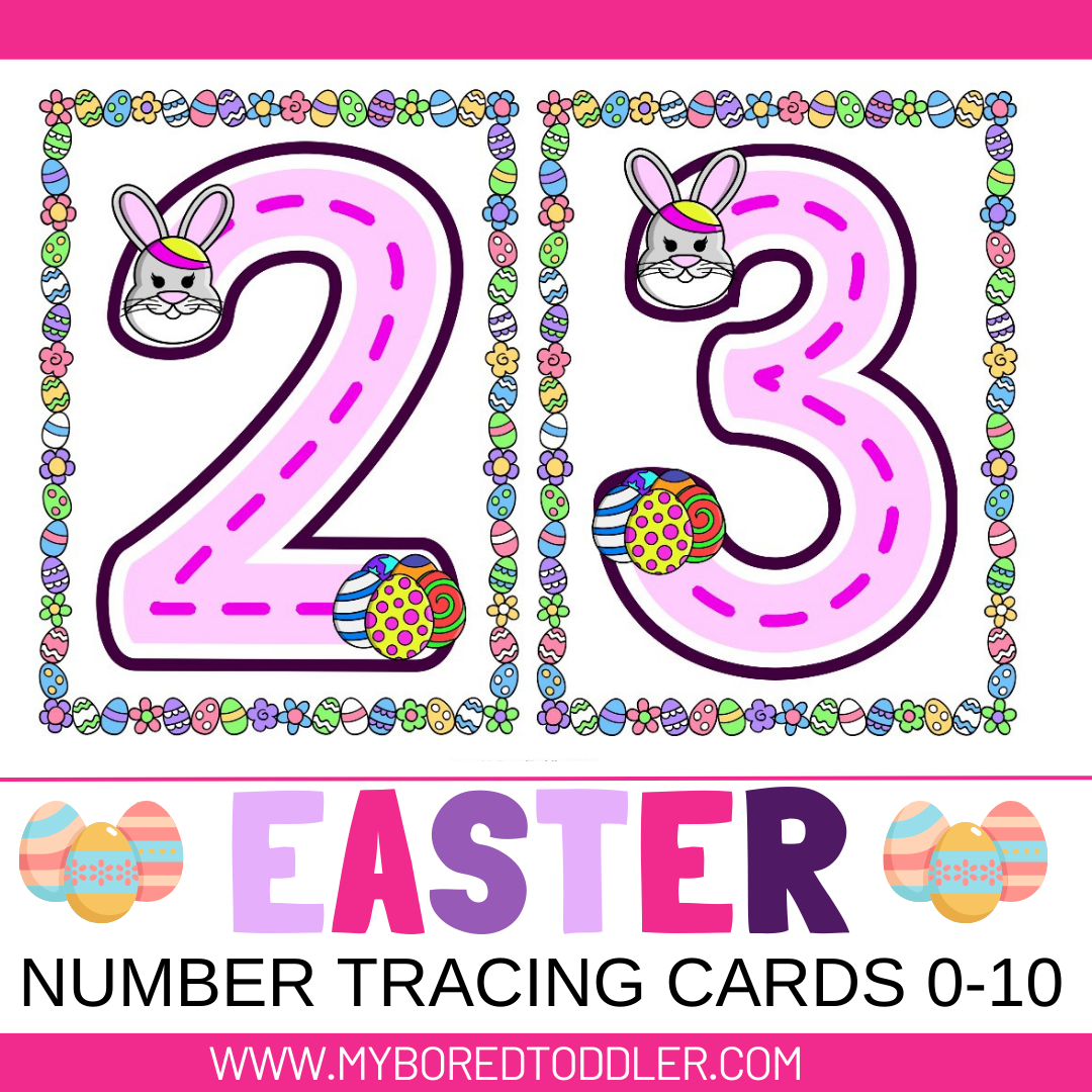 Easter Number Tracing Cards - Bunny Design 0-10 – My Bored Toddler