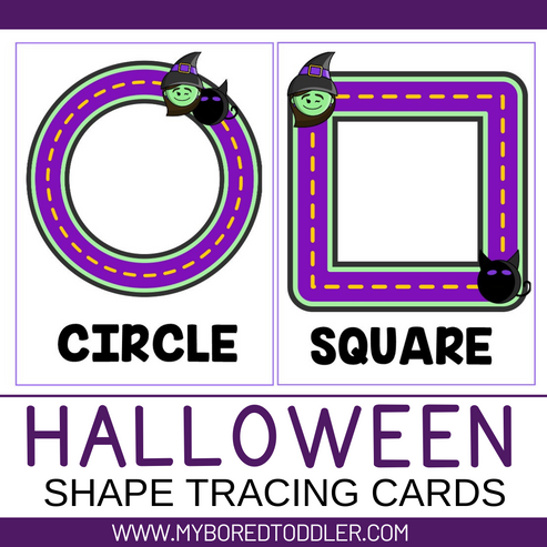 Halloween Shape Tracing Cards – My Bored Toddler