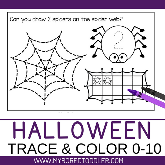 Halloween Trace & Color Numbers 0-10 – My Bored Toddler