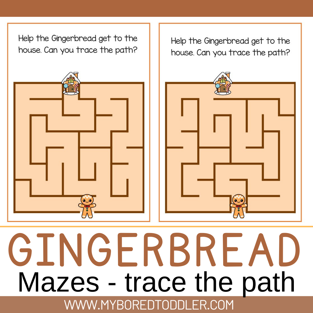 Christmas Gingerbread Maze Tracing Cards – My Bored Toddler