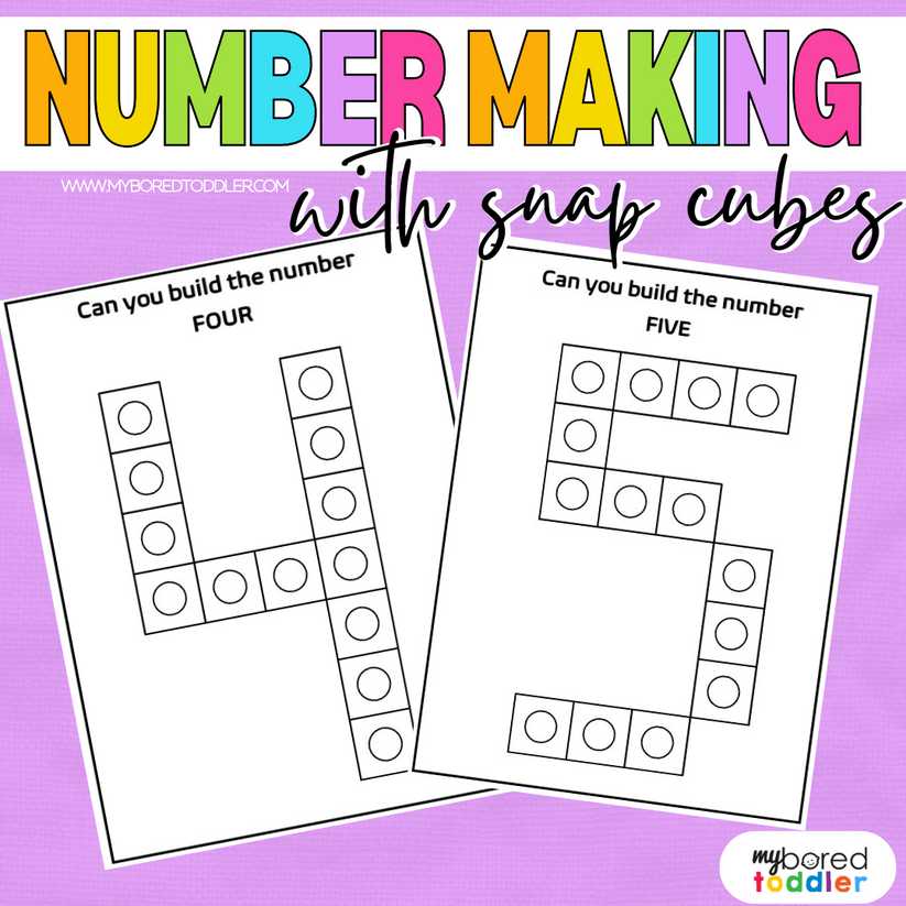 Number Building Task Cards 0-10 Snap Cubes Black and White – My Bored ...