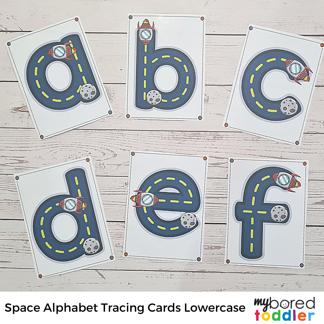 Space Alphabet Tracing Cards Lowercase – My Bored Toddler
