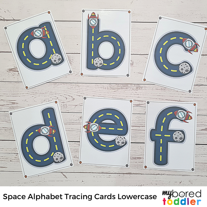 Space Alphabet Tracing Cards Lowercase – My Bored Toddler