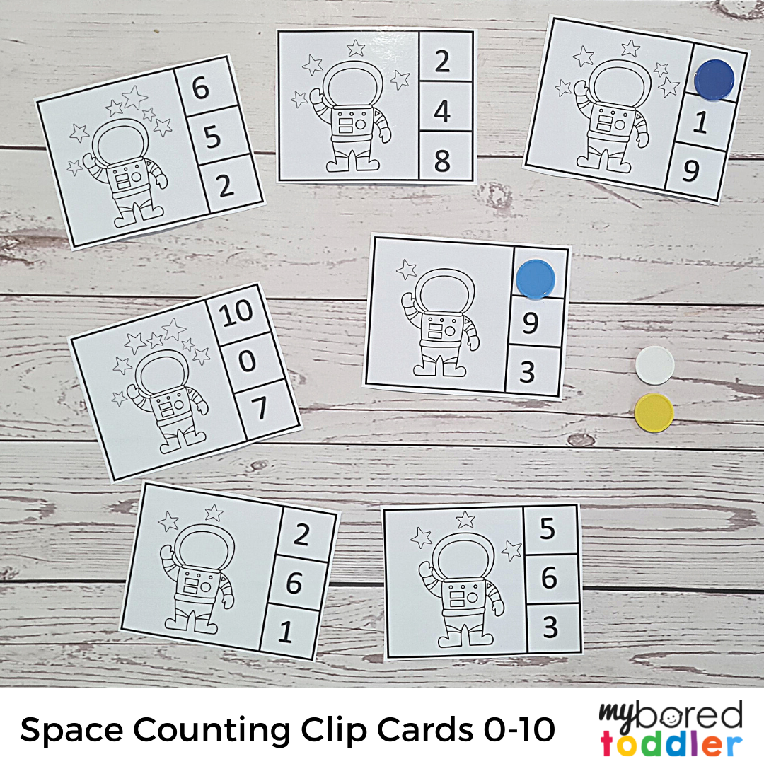 Space Counting Clip Cards 0 - 10 - Astronaut and Stars – My Bored Toddler