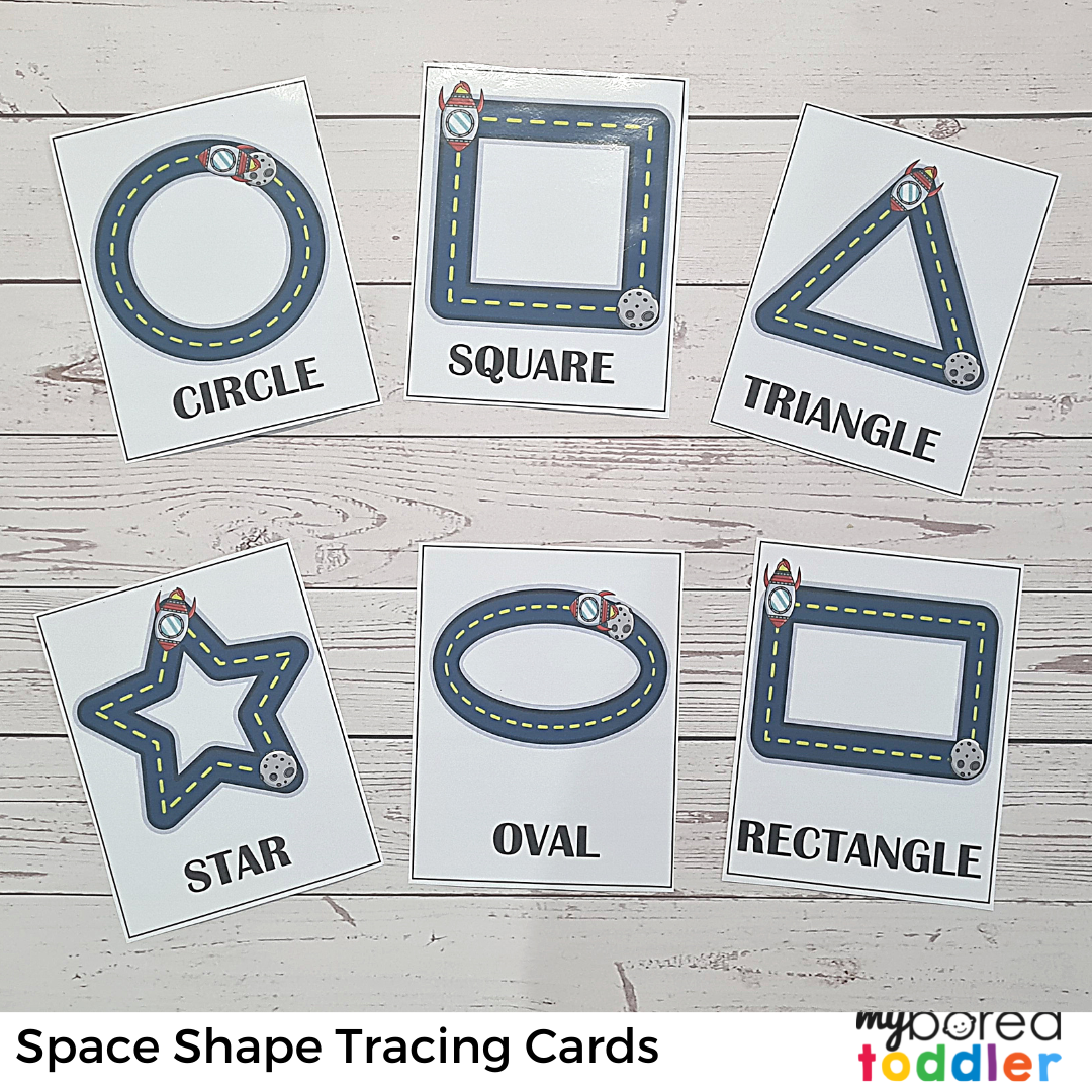Space Shape Tracing Cards – My Bored Toddler