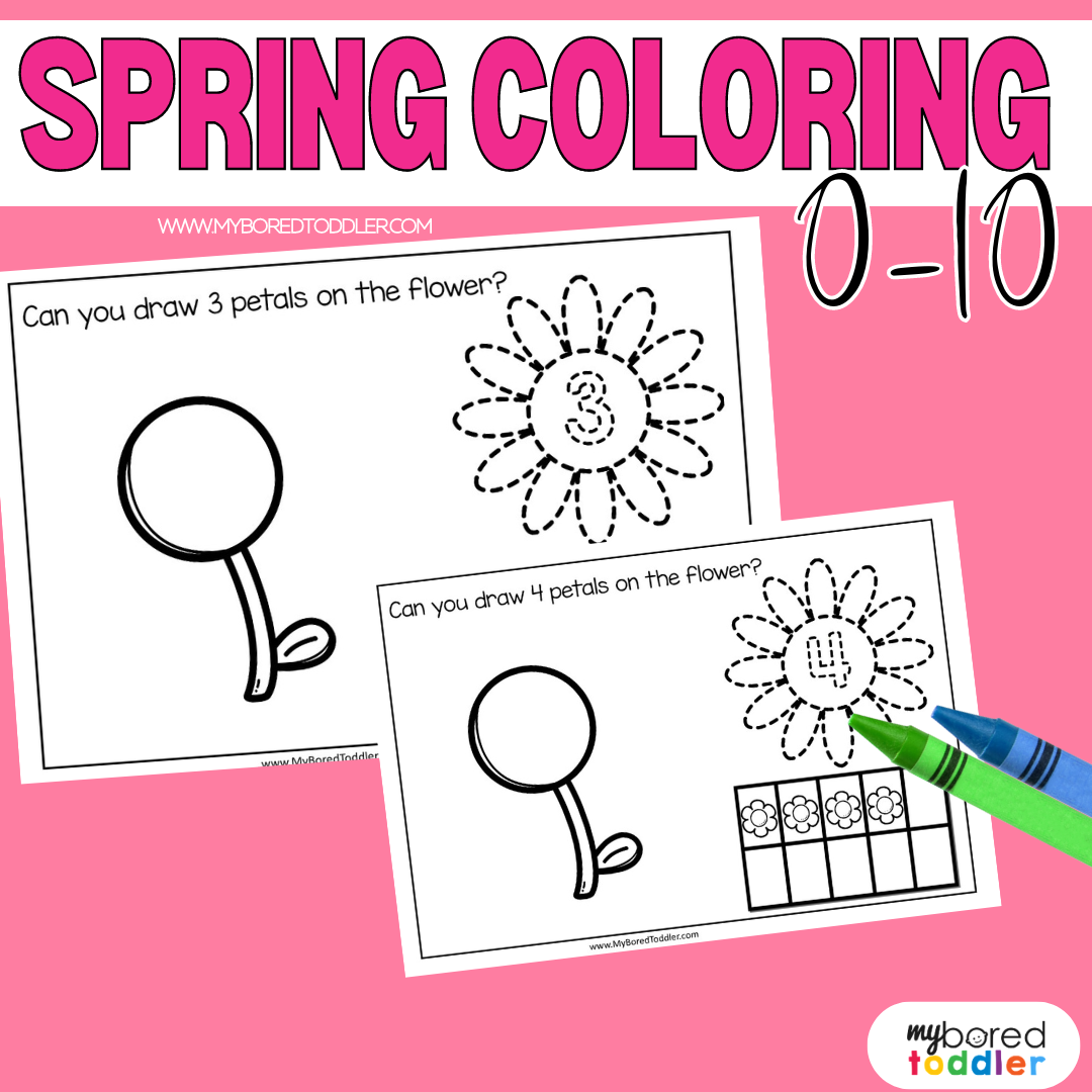 Spring Flowers Color, Trace & Count Sheets Numbers to Ten – My Bored ...