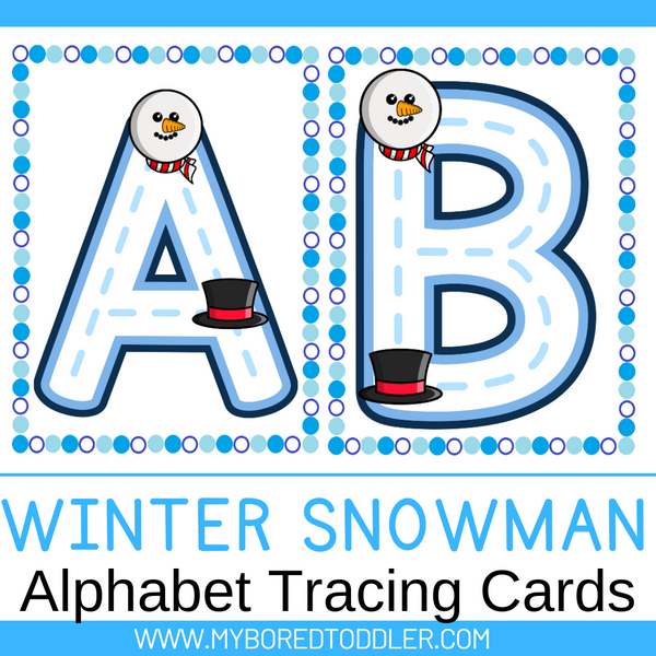 Winter Snowman Alphabet Tracing Cards Lowercase Uppercase – My Bored ...