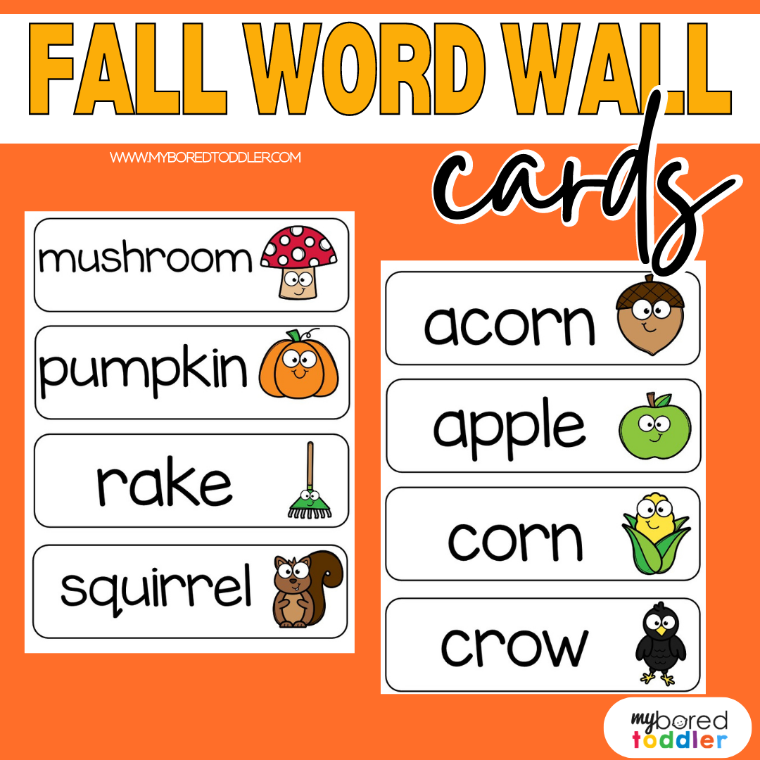 Autumn Fall Word Wall Cards – My Bored Toddler