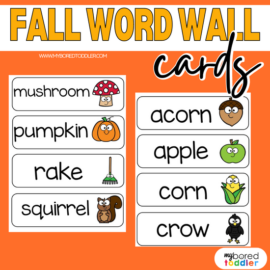 Autumn Fall Word Wall Cards – My Bored Toddler